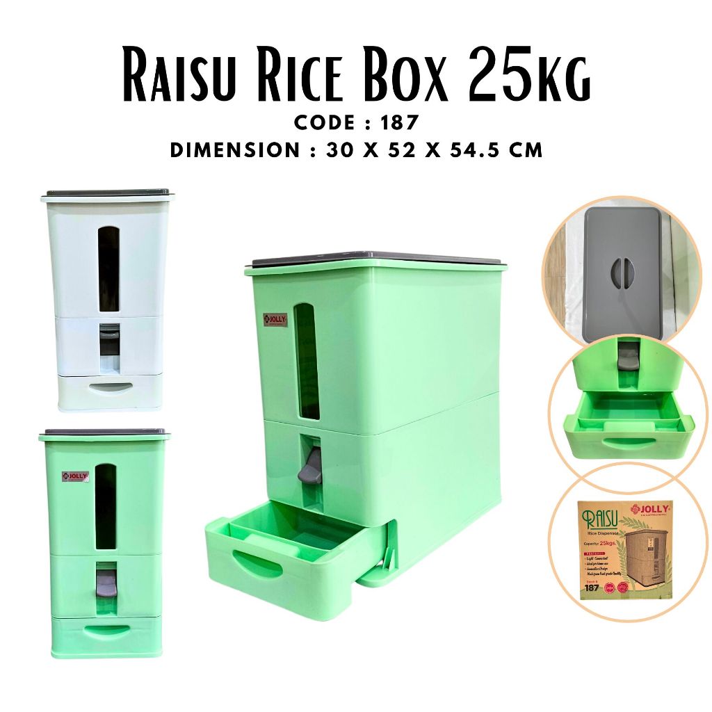 [ON HAND] 187 RAISU RICE BOX 25KG/JOLLY RICE BOX/RICE BIN/25KG RICE BIN ...