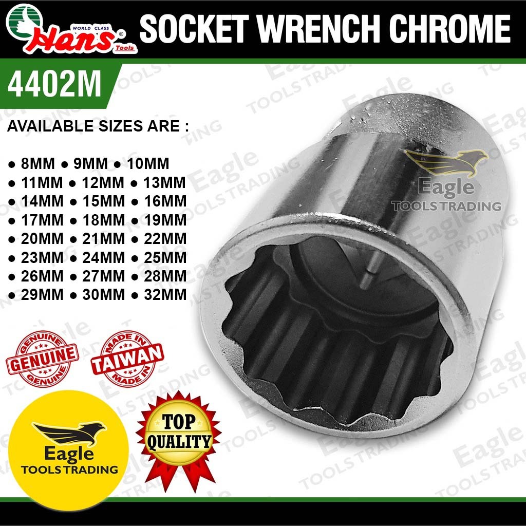 Hans Socket Wrench Chrome 1/2" Drive 12 Points | METRIC | 4402M ...