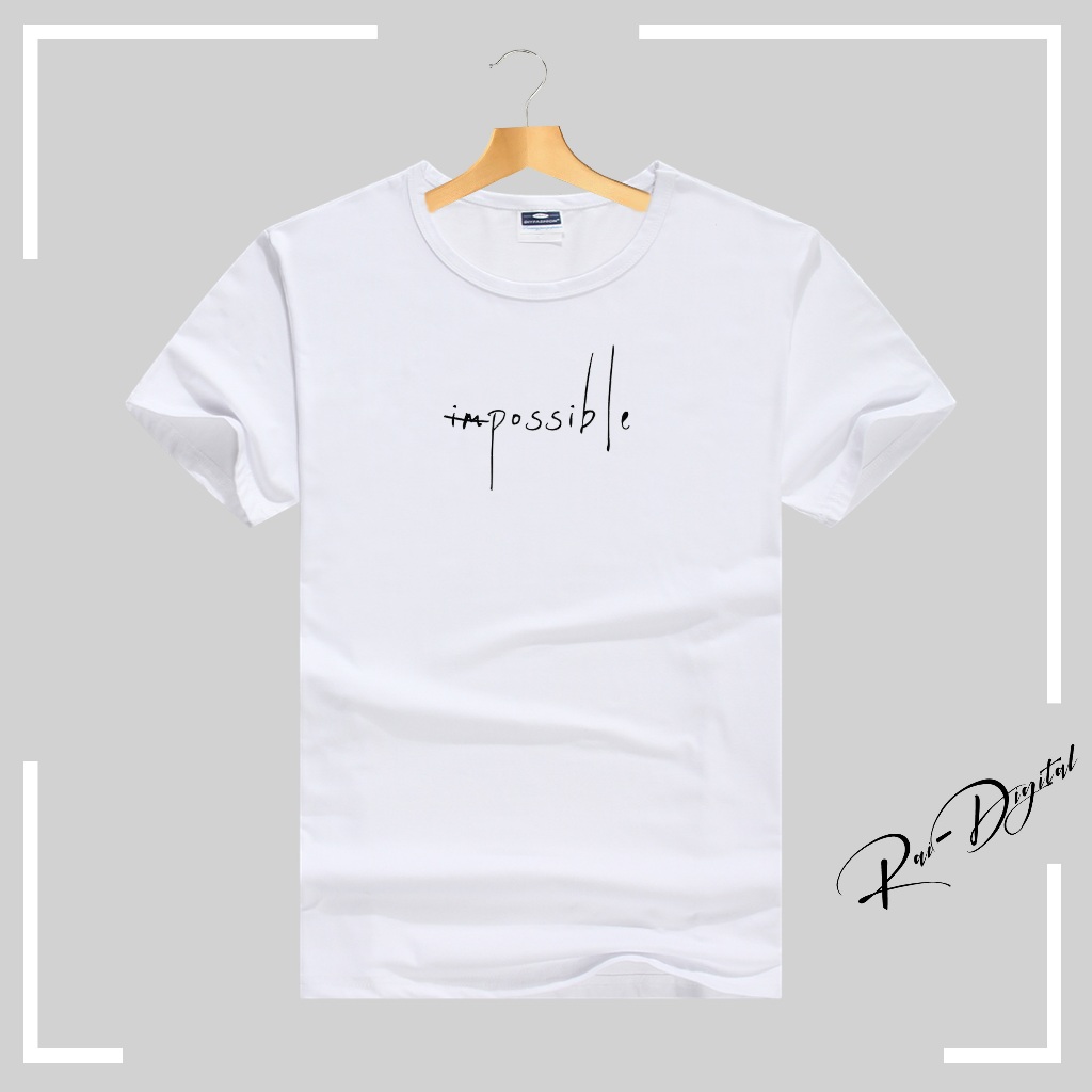 IMPOSSIBLE Text Design Korean Fashion Minimalist Statement Colored T ...