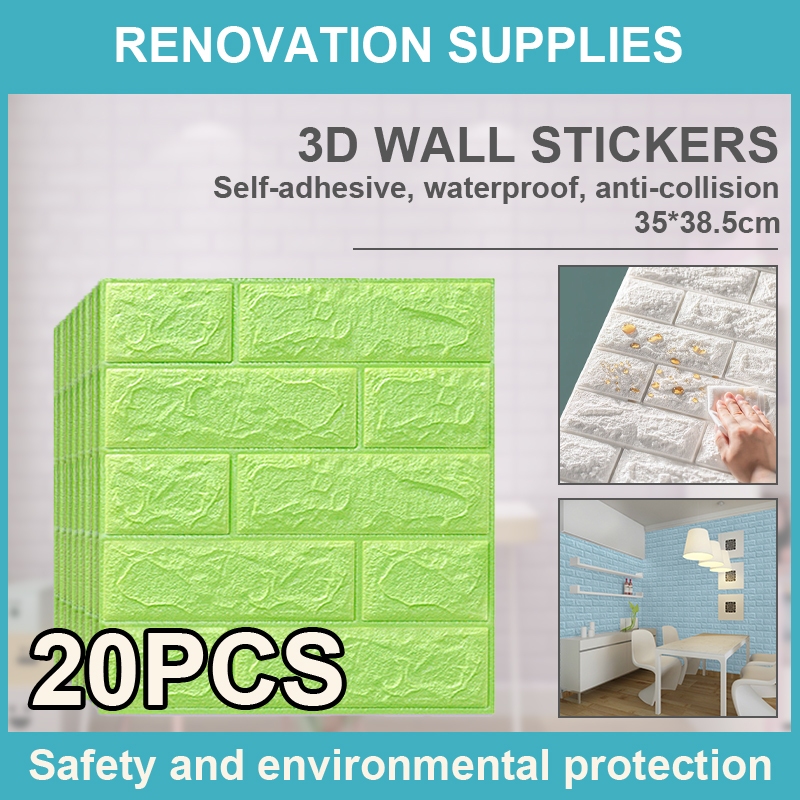 20pcs 3D wall paper sticker 35cm*38cm water proof room decoration ...
