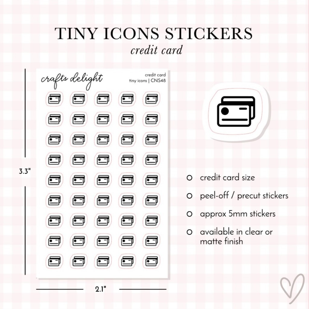 Credit Card Icons - Minimalist Clear Stickers | Credit Card Size Sheet ...