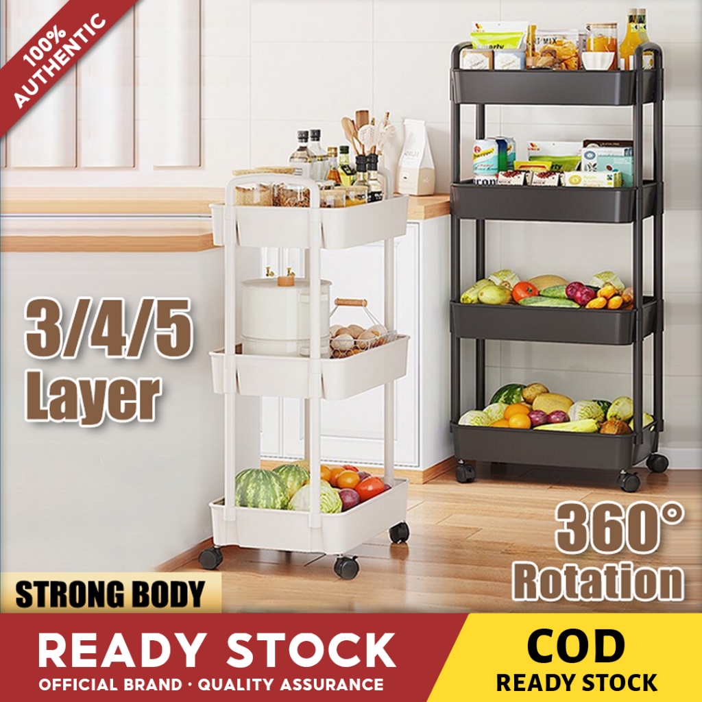 Trolley 4 Tier Multifunction Storage Rack Office Shelves Home Kitchen ...