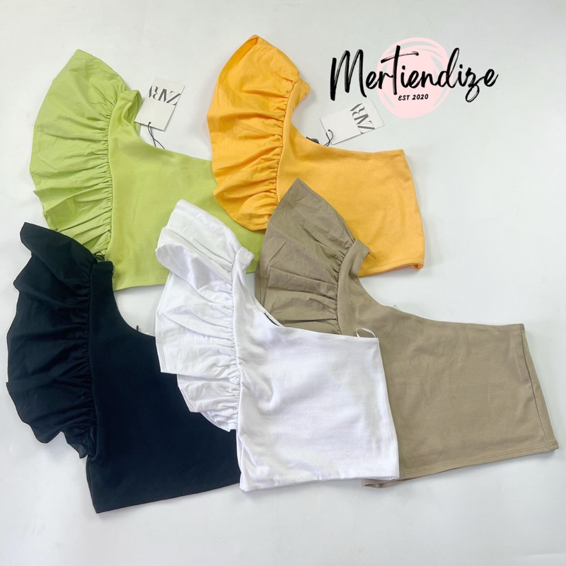 Zara One Shoulder Ruffled Top | Authentic Overruns | Shopee Philippines