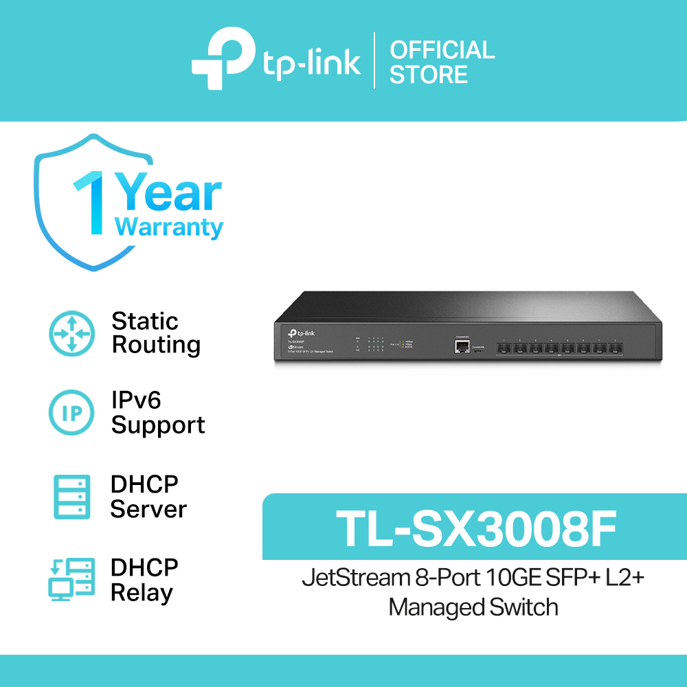 TP-Link TL-SX3008F JetStream 8-Port 10GE SFP+ L2+ Managed Switch ...