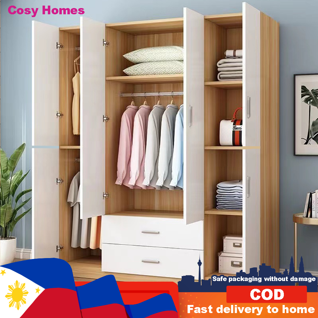(COD) Simple modern home wardrobe, wardrobe with drawers, solid wood ...