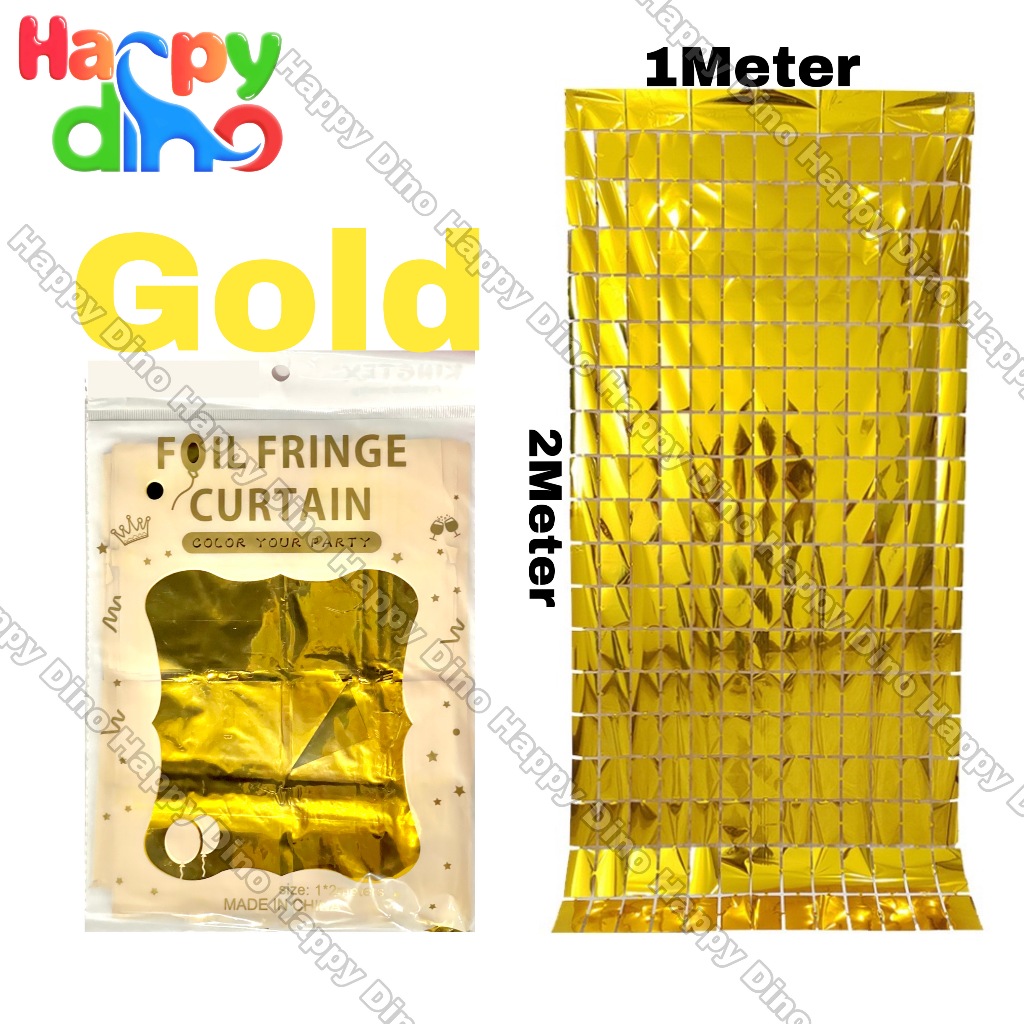 HappyDino 2meter Plain Square Foil Curtain Backdrop Birthday Party ...
