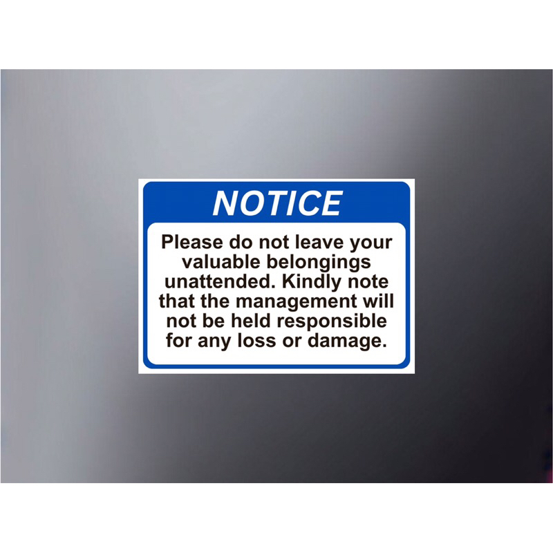 Notice not to leave valuable things vinyl sticker signage | Shopee ...