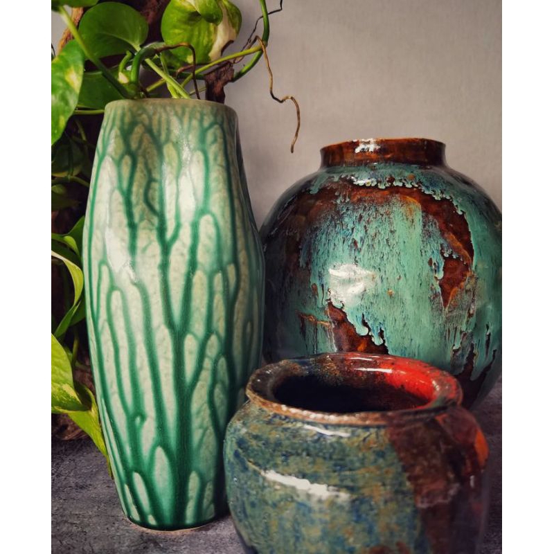 Green Stoneware Vase Marissa | Shopee Philippines