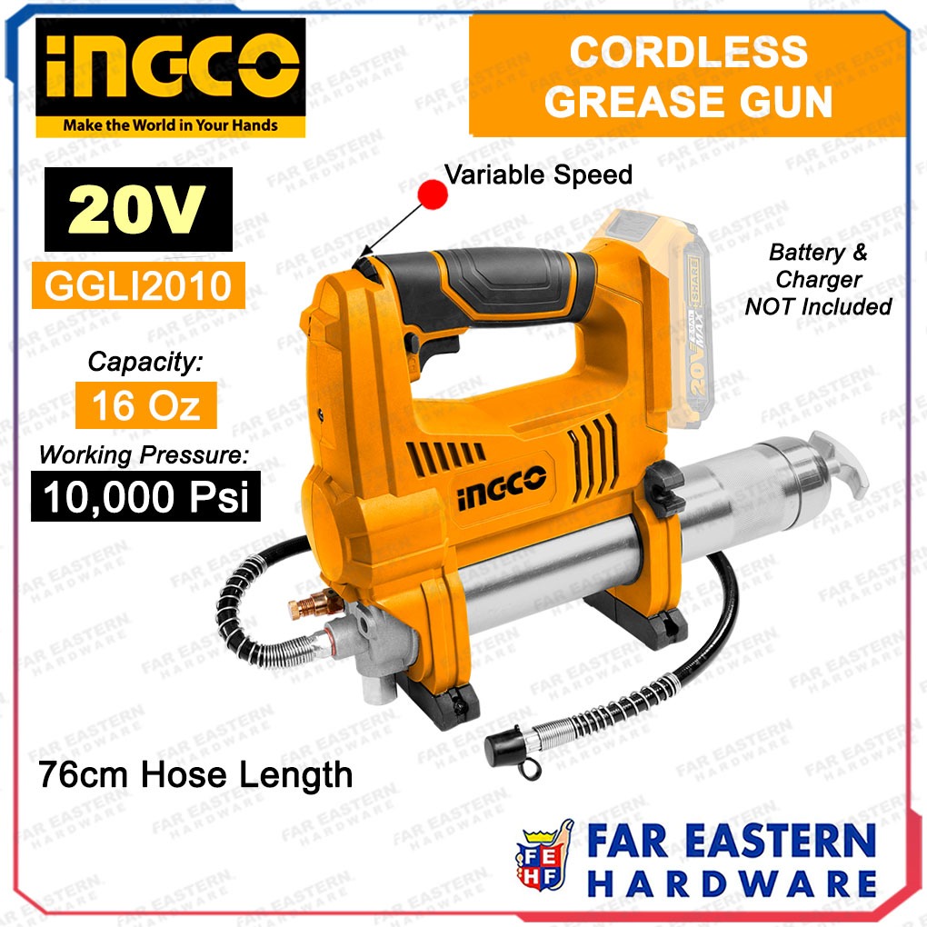 INGCO Cordless Grease Gun 20V w/ Variable Speed GGLI2010 INPTCL ...