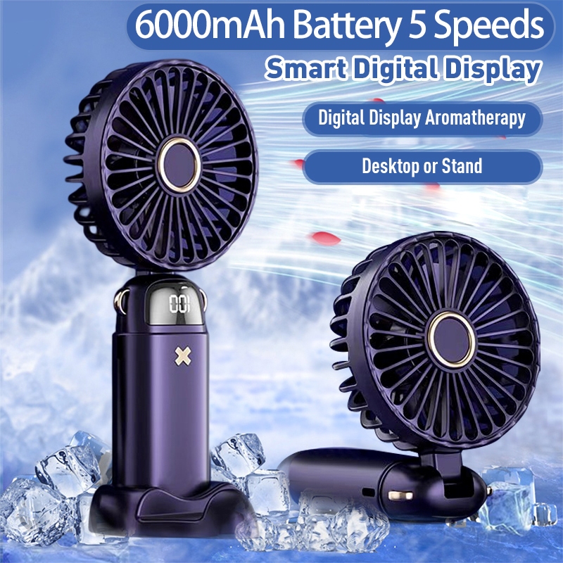 10000MAh Portable Mini Fan USB Rechargeable Handheld LED Digital ...