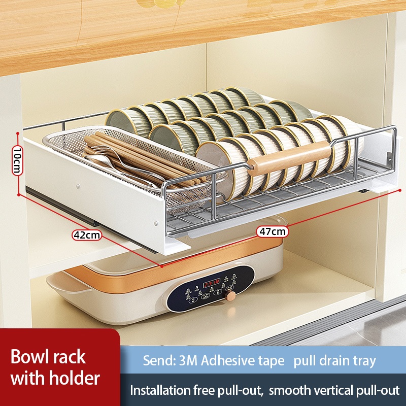 Pullout Basket Dish Rack For Kitchen Cabinet Stainless Dish Drainer ...