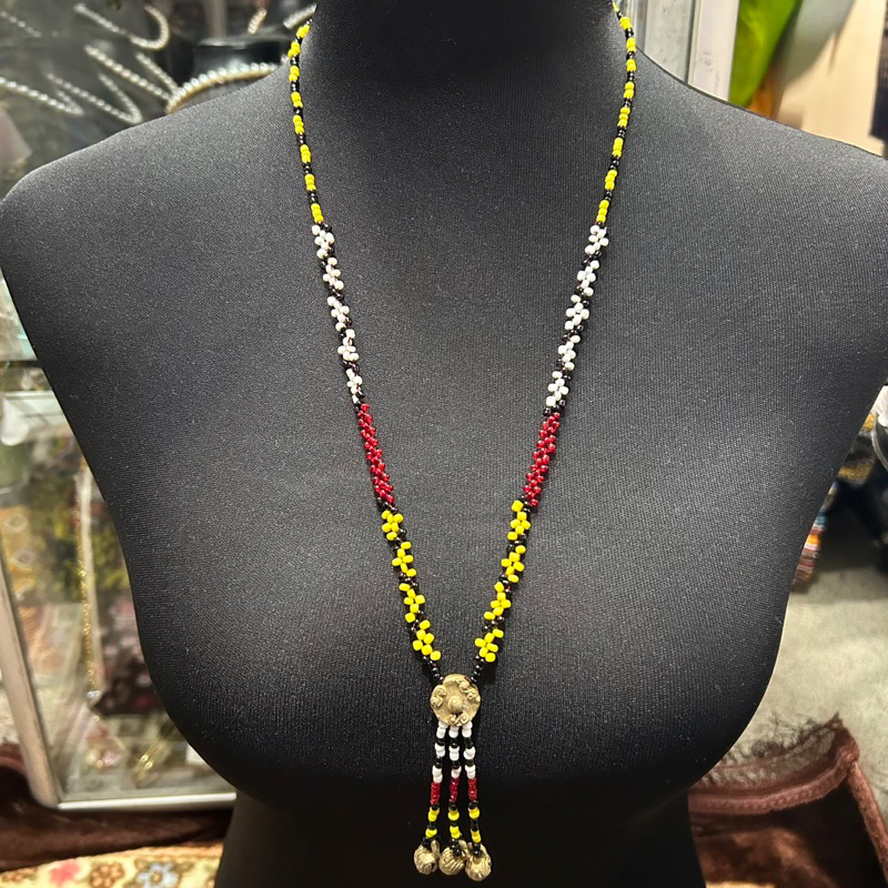 Ethnic Beads Necklace / Mini Brass Agong Pendant / Welcome Lei ...