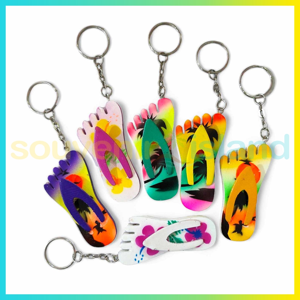 Colored Foot View Wooden Keychain Philippine Souvenir | Shopee Philippines