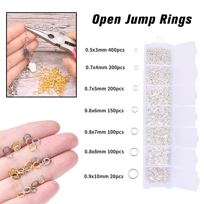 1170pcs Gold/Silver Open Jump Rings Jewelry Findings Kit for Jewelry ...