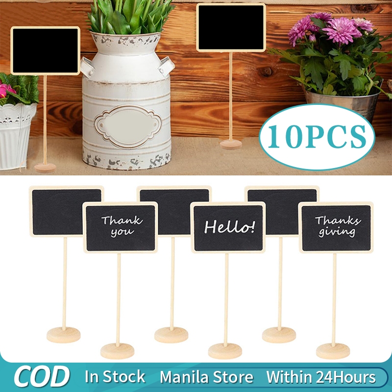 10PCS Wood Mini Chalkboard Sign with Stand,Blackboard for Message Board ...