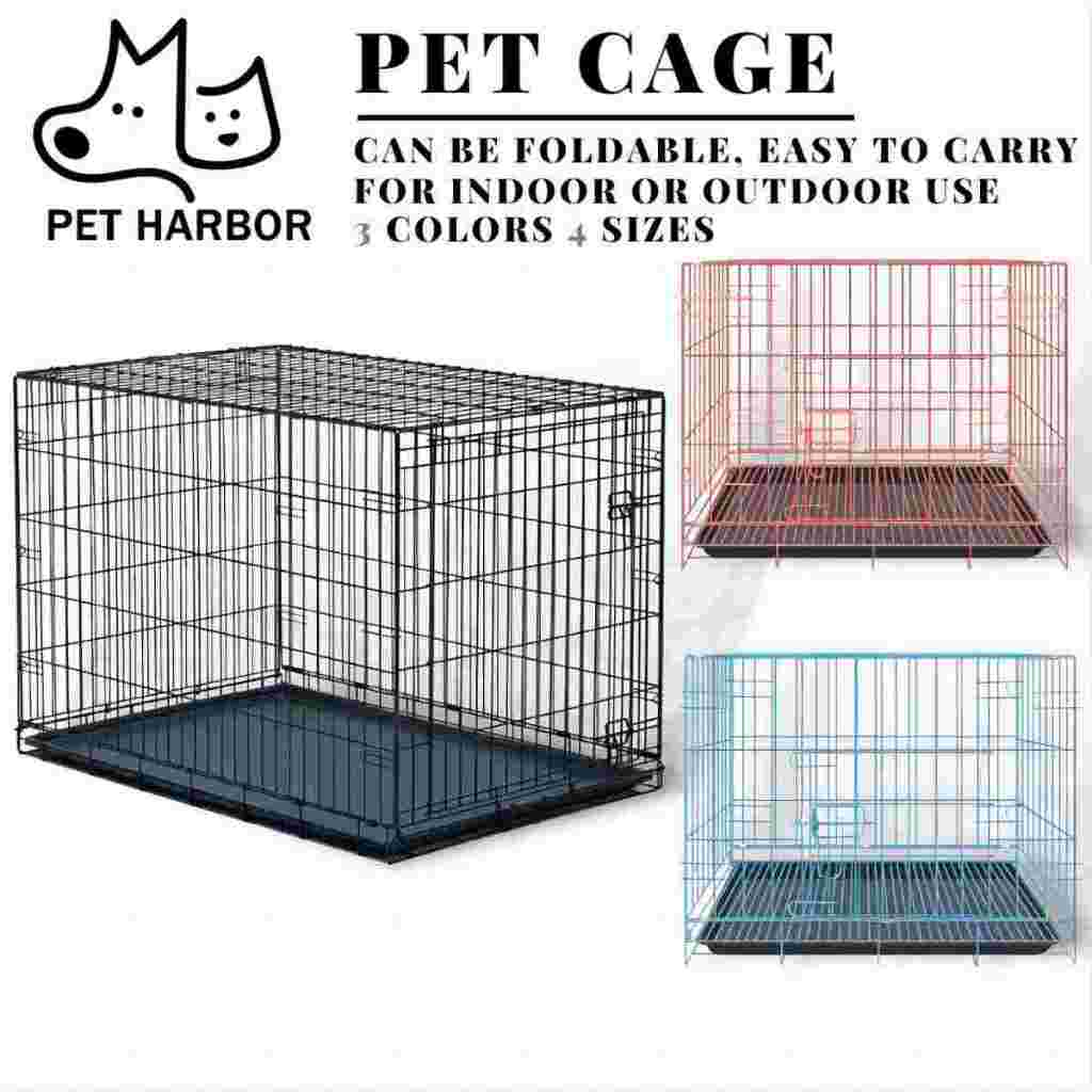 Pet Cage Foldable Safe and firm Dog Cage with Poop Tray Heavy Duty Pet ...