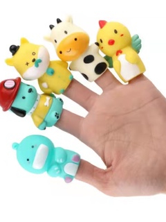 5pcs Animal Finger Puppet,rubber hand puppets, baby appease toys,finger ...