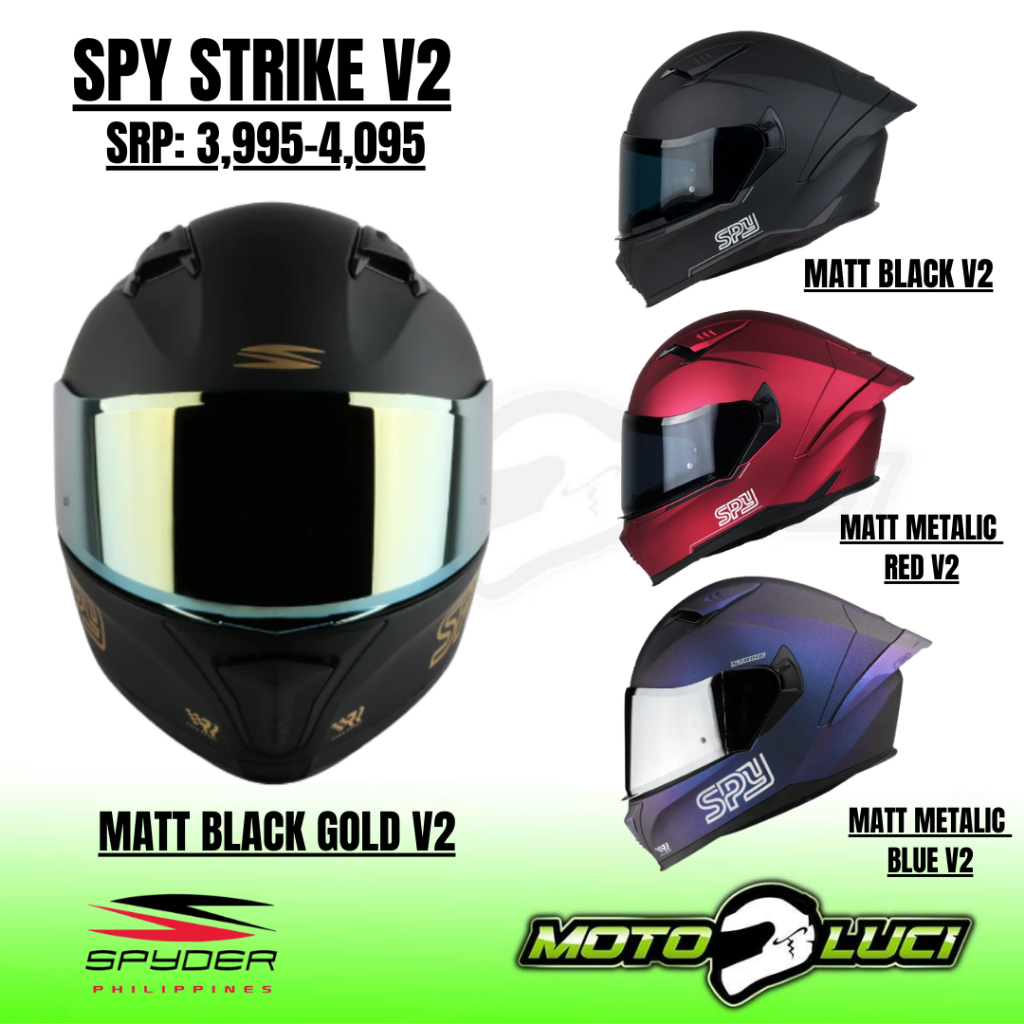 Spyder SPY Strike V2 Dual visor Helmet ( Free Clear Lense ) | Shopee ...