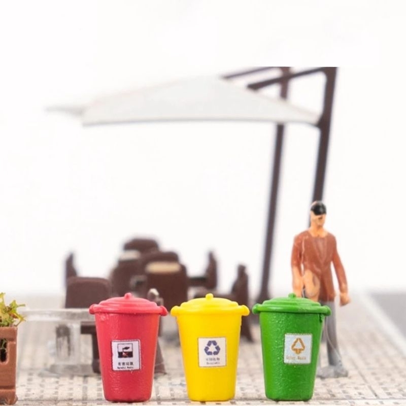 1pc Mini Trash Bin Garbage Waste Disposal Can Dollhouse Landscape Model ...