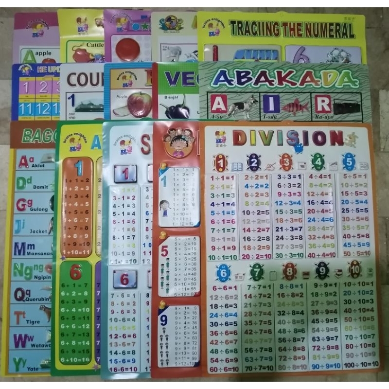 Wall Charts educational Plastic Embossed pack of 15pcs | Shopee Philippines