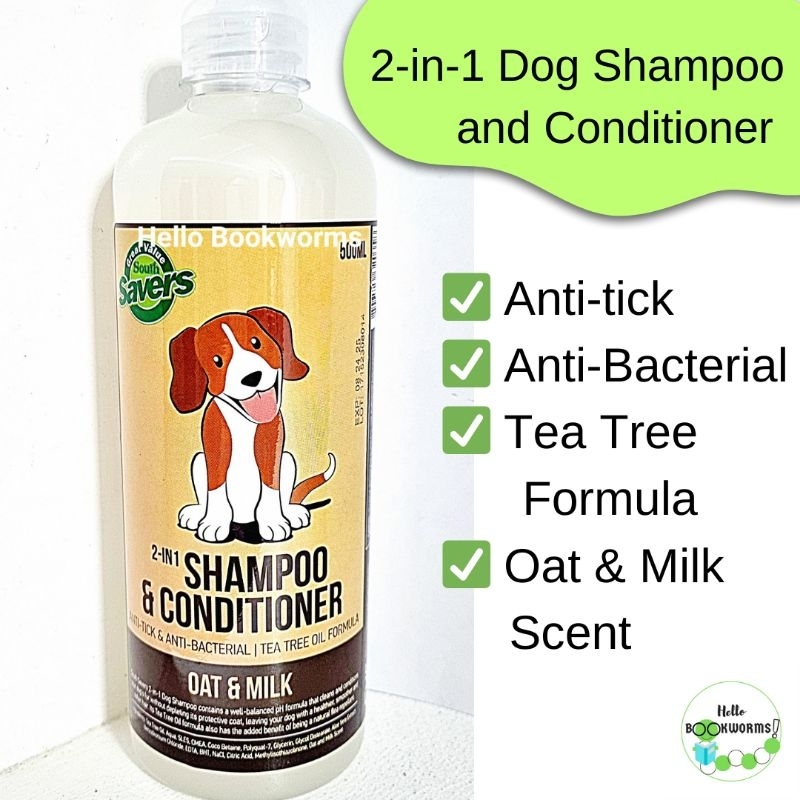 2-in-1 Dog Shampoo and Conditioner 500mL Anti-Tick Anti-Bacterial Tea ...