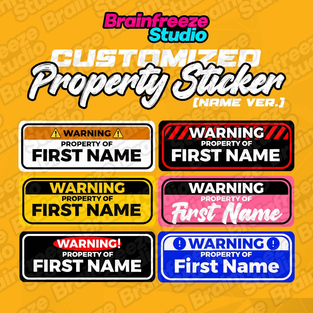 1pc Customized WARNING PROPERTY Name Sticker - For Tumbler Aquaflask ...