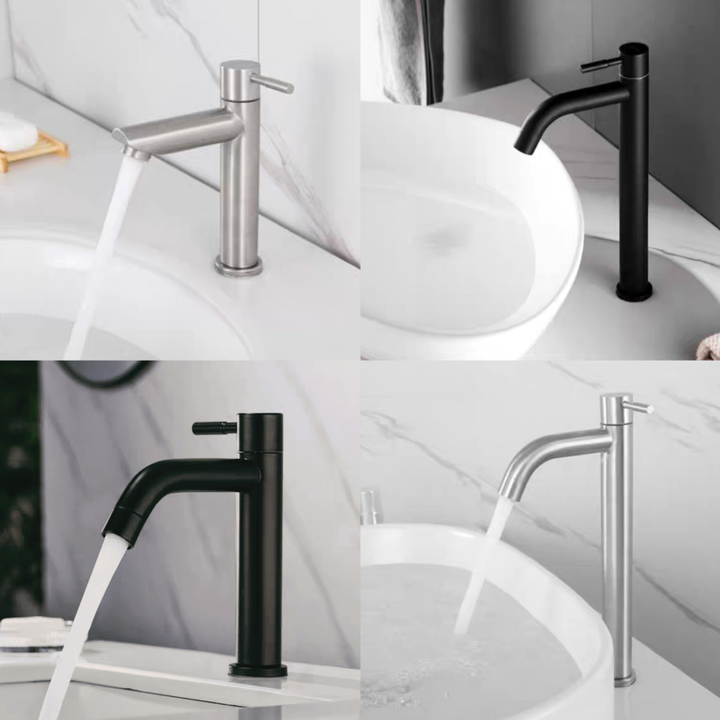 single cold faucet (bend/straight type ) silver/black Faucet stainless ...