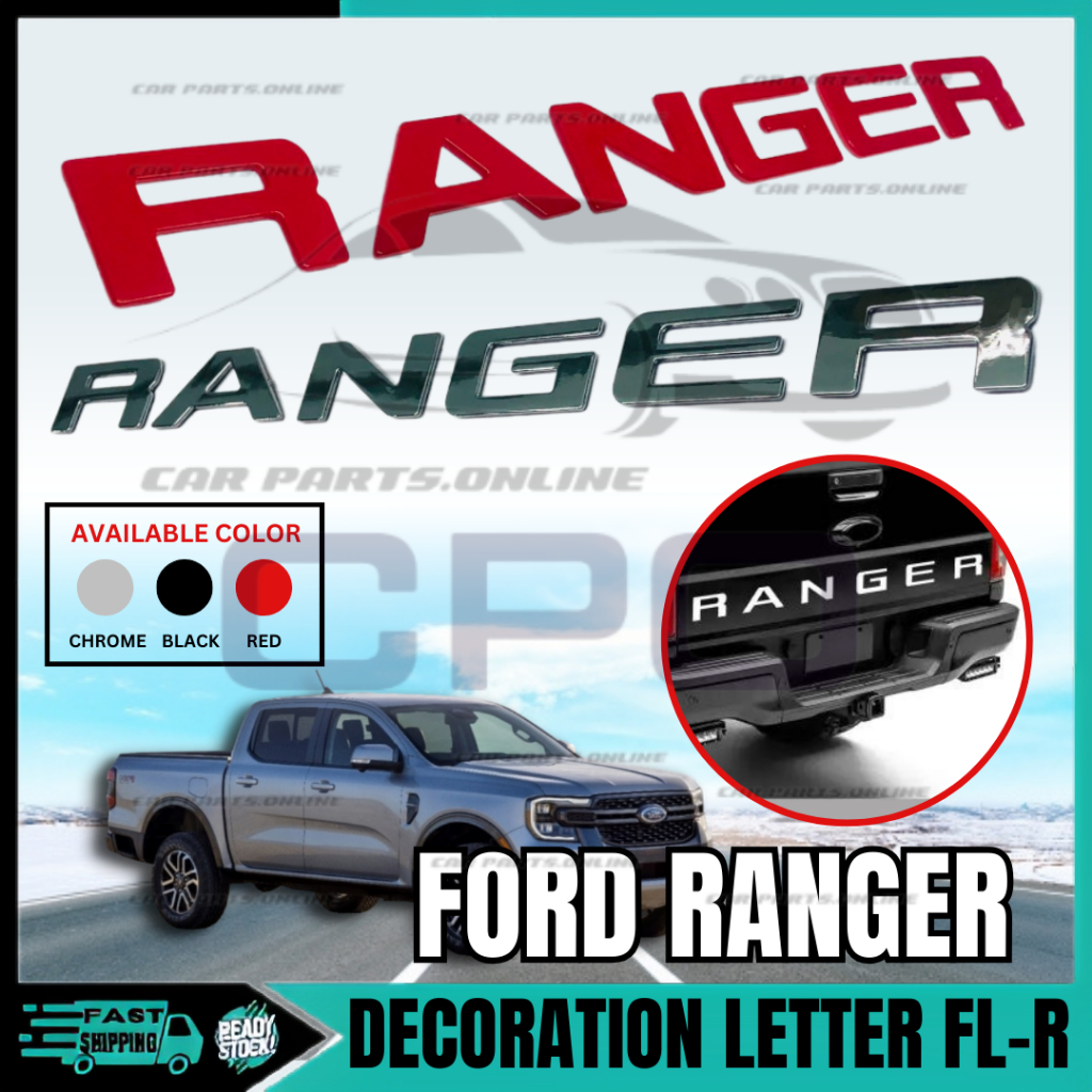 CP (28mm) FORD RANGER DECORATION LETTER HOOD EMBLEM (BLACK/CHROME/BLACK ...