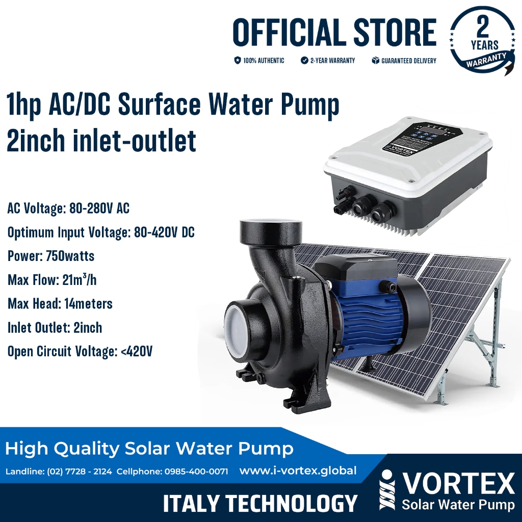 1hp ac/dc surface solar water pump (With Body Frame) 2inch inlet outlet ...