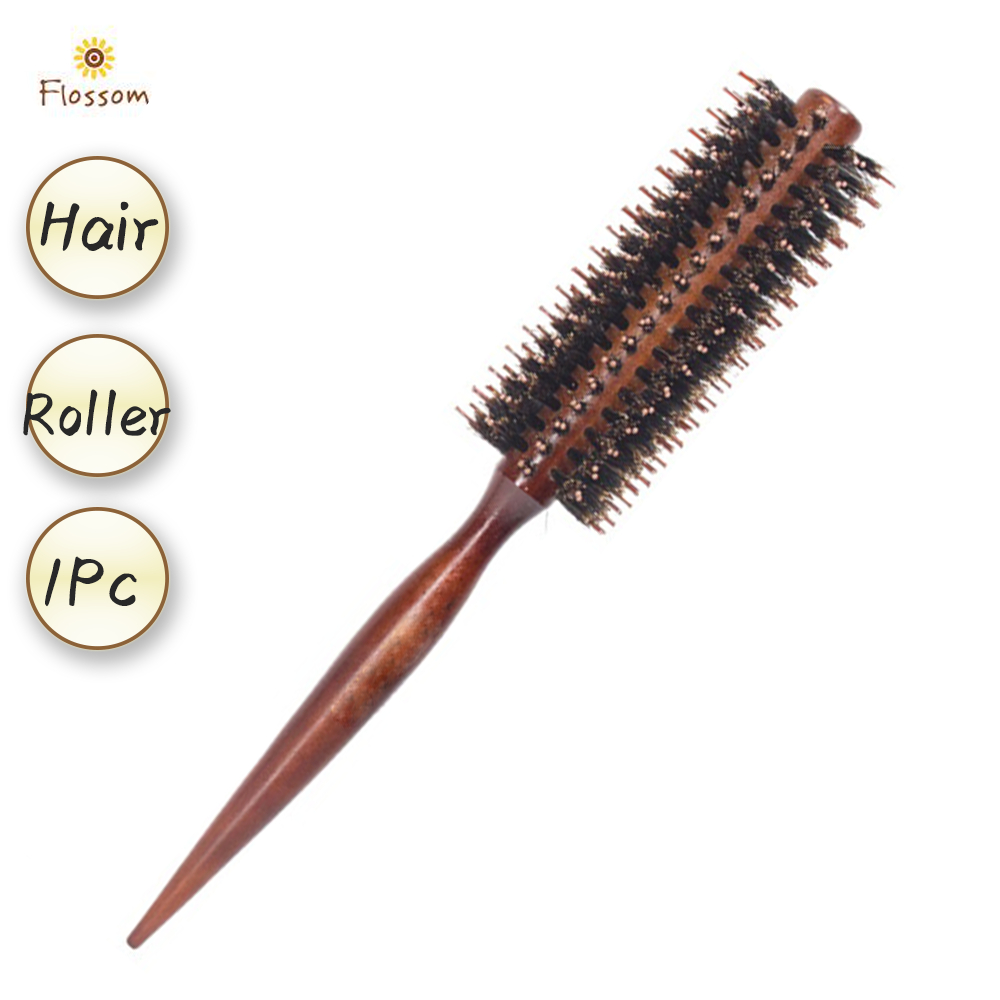 Wood Hair Roller Brush Hair Round Comb Wavy Straight Detangling ...