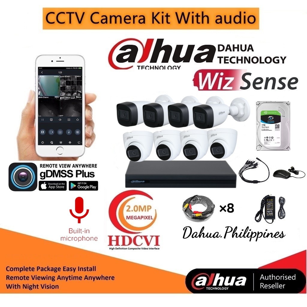 Dahua 2MP With audio CCTV Package 4CH 8CH CCTV KIT Remote monitoring ...