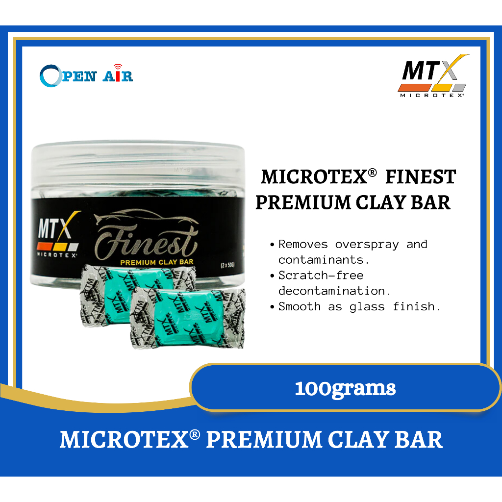 Microtex MTX Detailing Cleaner Clay Bar 100g (2 x 50g) Premuim Green ...