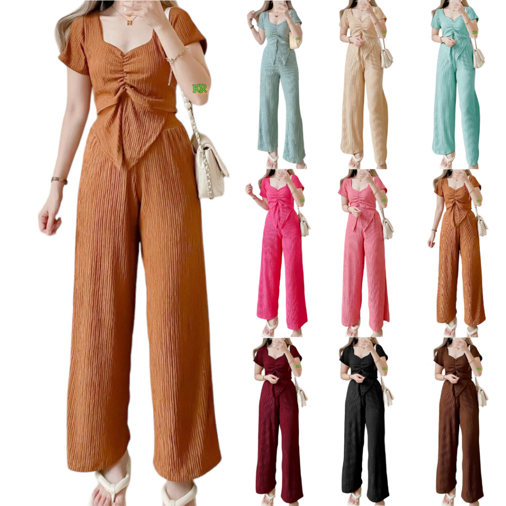 GC Bark Crepe Butterfly Top & Pants Coords Set for Women | Semi-Crop ...