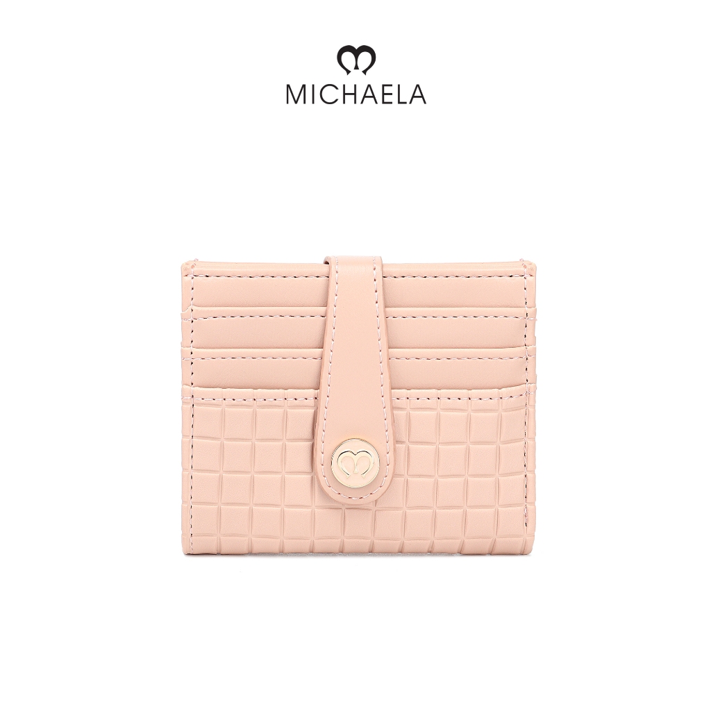 MICHAELA Chocolate Embossed Card Holder with Snap Button 12 Card Slots ...