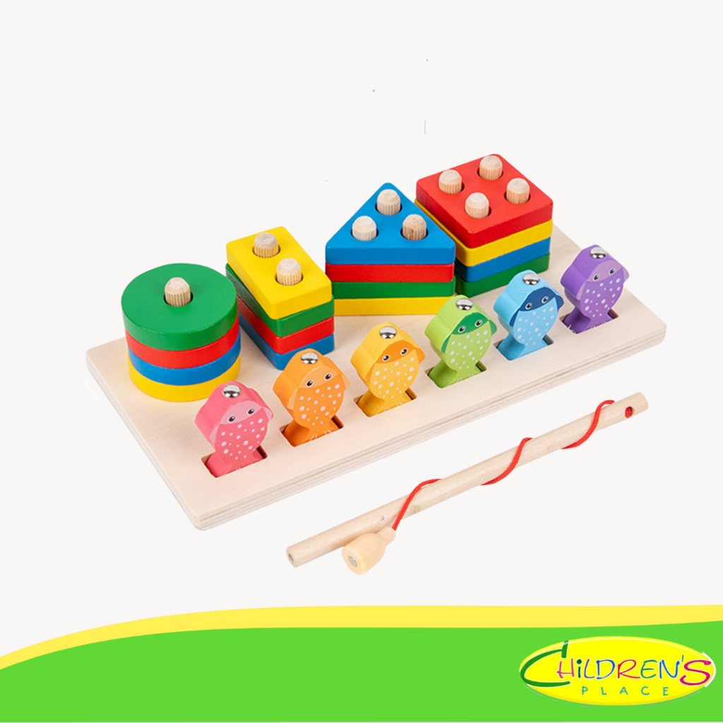 Toy Geometric Blocks Sorting & Stacking Toy, 2 in 1 Wooden Toy Magnetic ...