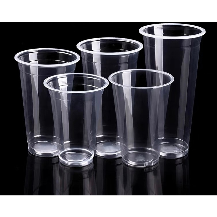 50pcs /PP Slim Cup 90mm 16oz 22oz plastic cups disposable plastic cup milk tea | Shopee Philippines