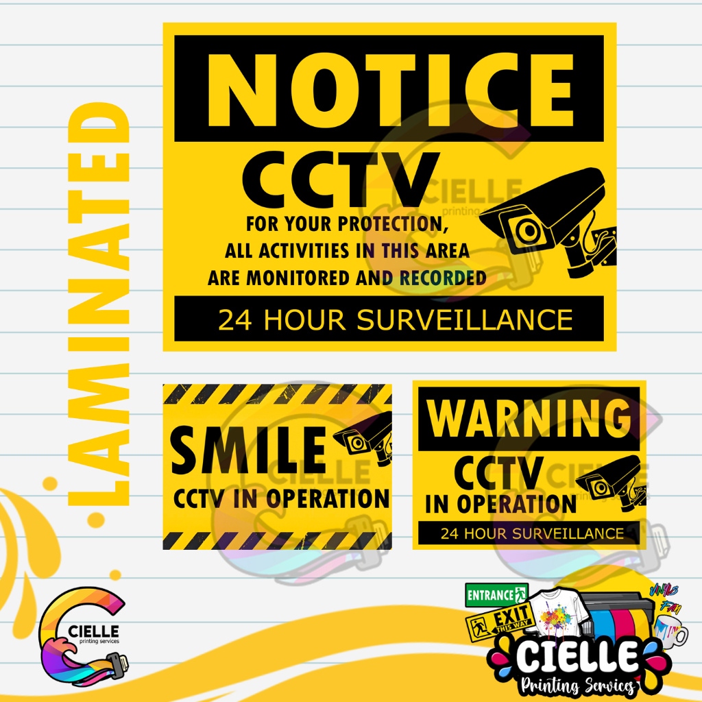CCTV - LAMINATED SIGNAGE (Waterproof) A4 Size - Approximately 8x12 ...