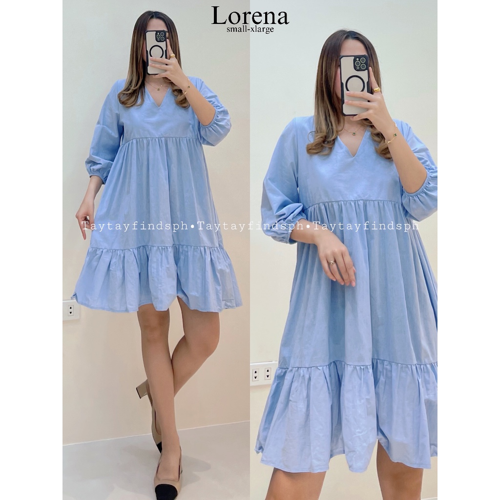 LORENA PLUS SIZE 3/4 SLEEVE BUBBLE DOLL DRESS | taytayfindsph | Shopee ...