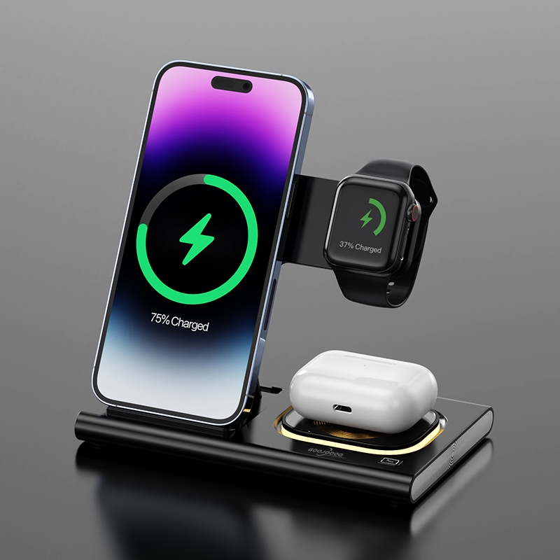 GOOJODOQ Wireless Charger for iphone iWatch airpods Fast PD Charging ...