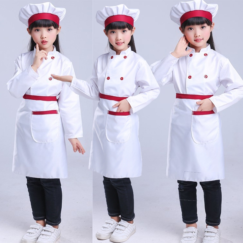 3pcs Chef Costume for Kids Boys Girls 3-9 Yrs Cook Bake Kitchen Uniform ...