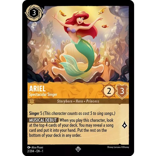 Ariel Spectacular Singer #2/204 Super Rare Disney Lorcana The First ...