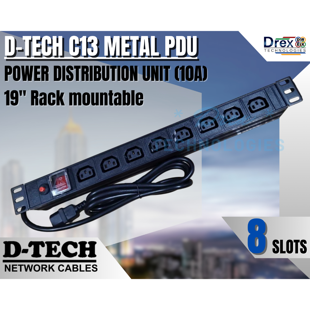 PDU C13 Outlet 8-Slot 10A Metal Type Power Distribution Unit 8-Slot ...