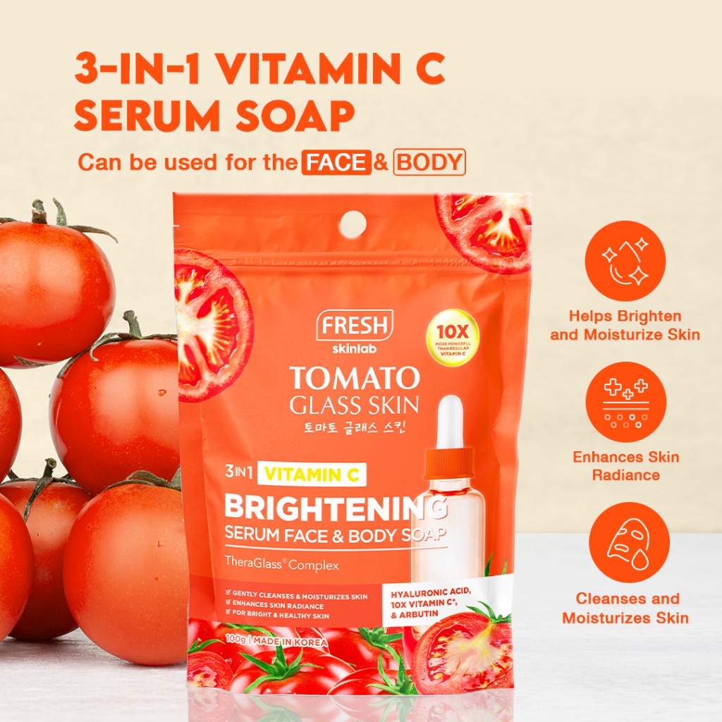 FRESH Skinlab Tomato Glass Skin 3 in 1 Vitamin C Brightening Serum Face ...