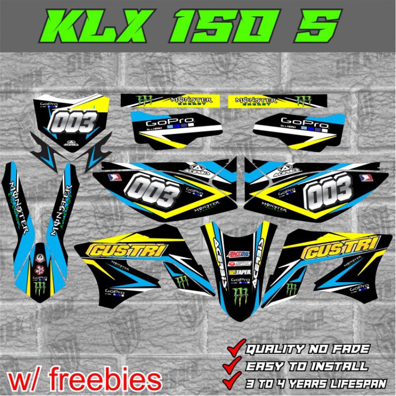 Kawasaki klx 150s decals sticker, laminated | Shopee Philippines