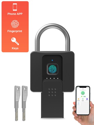 Waterproof Padlock Smart Fingerprint Padlock With Key Heavy Duty Door ...