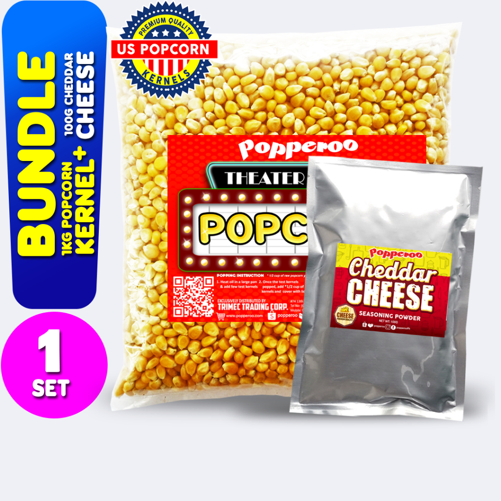 POPPEROO US 🇺🇸 Popcorn Kernels (1kg) bundled with Premium Cheese Powder ...