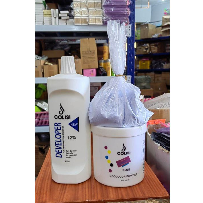 1SET COLISI BLEACH POWDER 450ML WITH 12% COLISI DEVELOPER OXIDANT ...