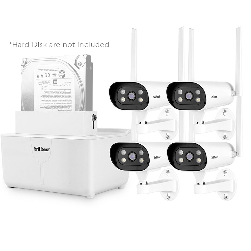 SriHome NVS004 4-8CH NVR Kit Wireless Security System + 1080P FHD ...