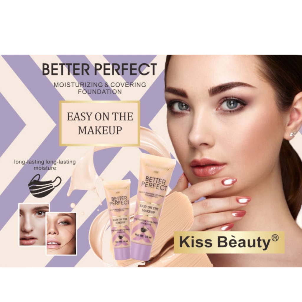 KISS BEAUTY BETTER PERFET Liquid Foundation Matte Long Lasting Full ...