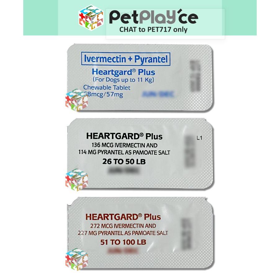 Heartgard Plus Chewable for Dogs per Tab +Sticker Ivermectin + Pyrantel ...